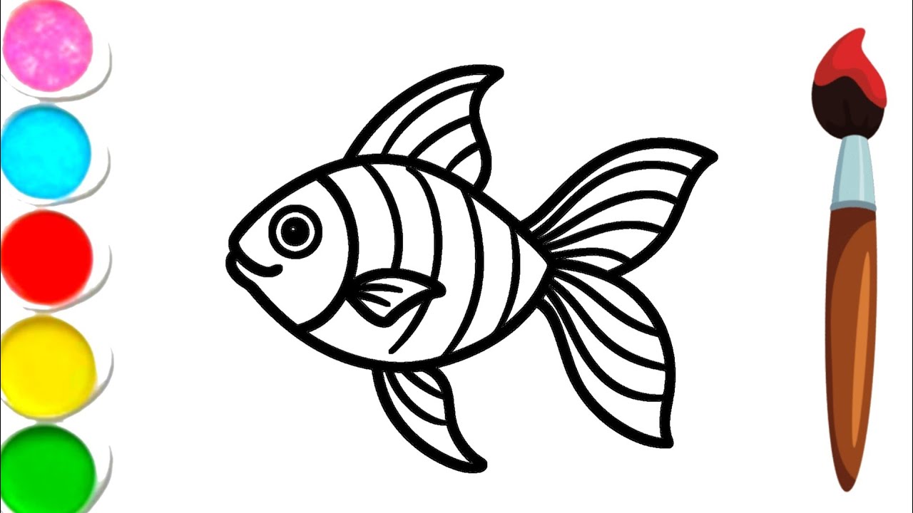 fish Drawing for kids || How to draw a fish || kids video - YouTube