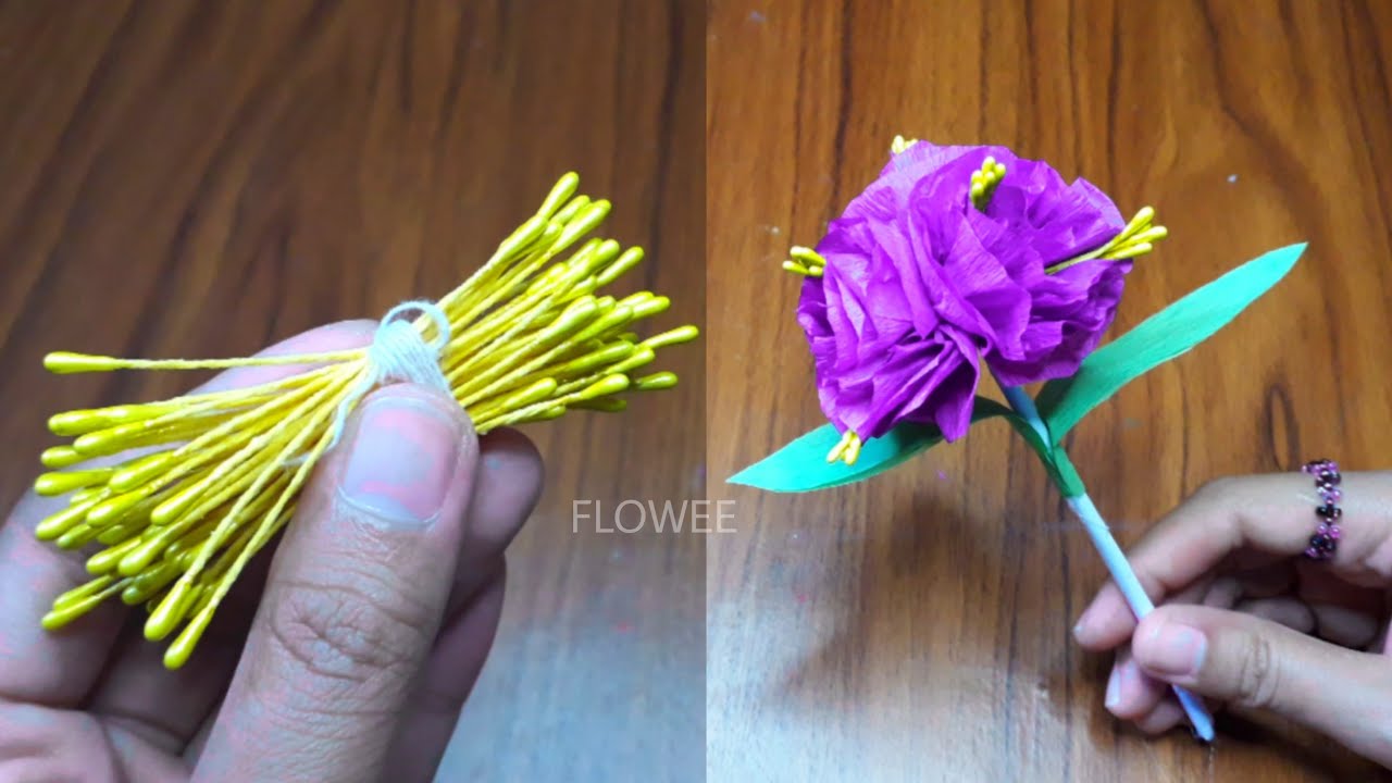 🌸DIY paper flower - how to make ( mini ) ROUND TISSUE flower | FLOWEE ...