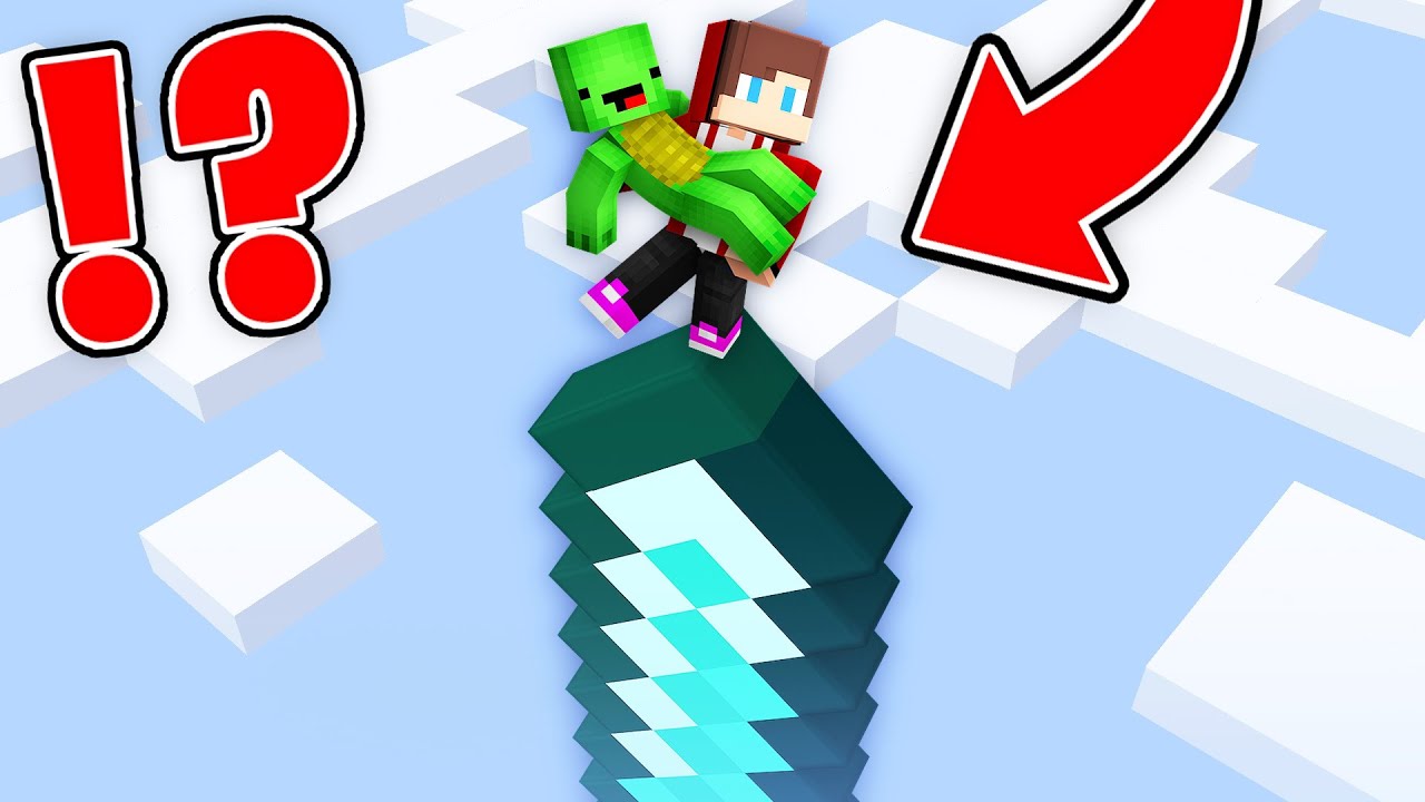 JJ and Mikey Surviving on The LONGEST DIAMOND SWORD - Minecraft Maizen ...