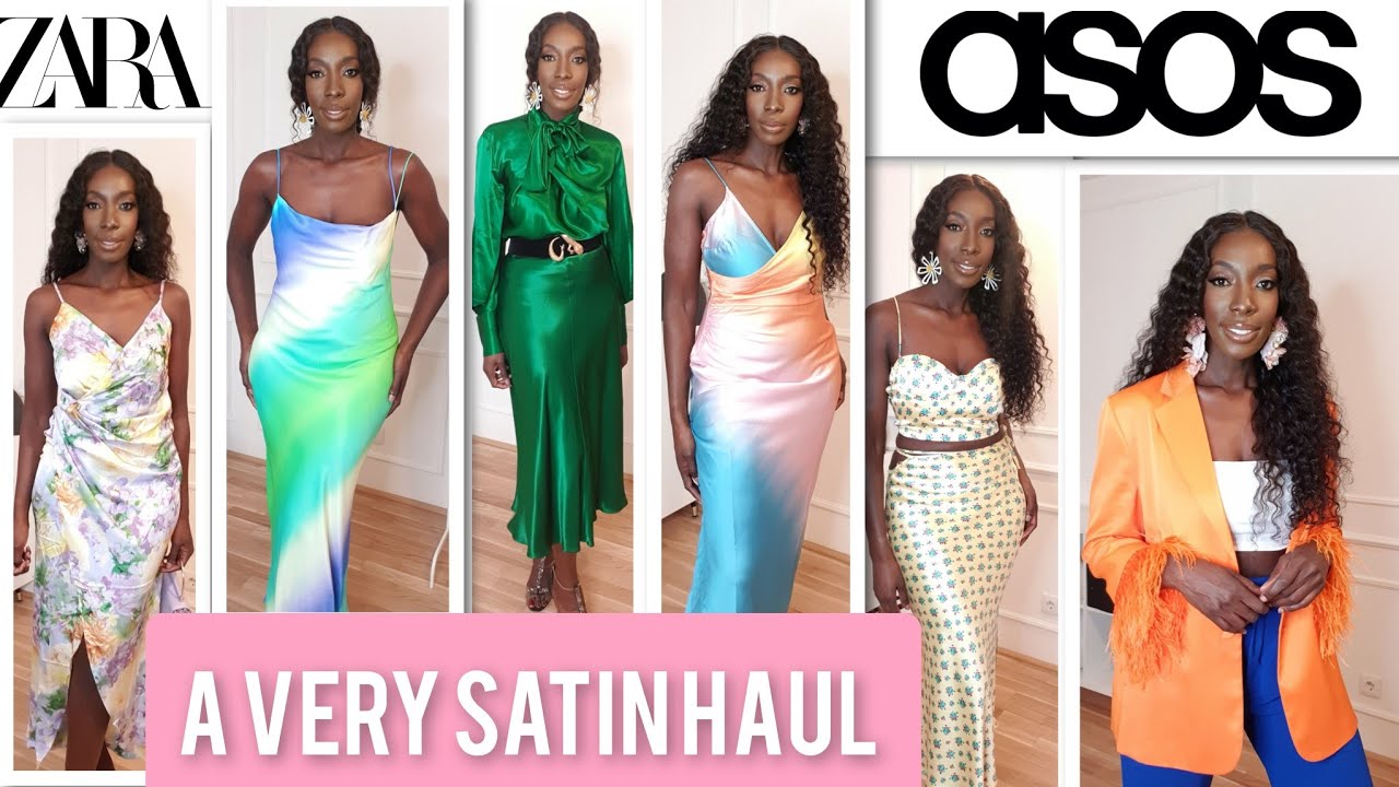 ZARA &ASOS SATIN HAUL& TRY ON PLUS AFEW RANDOM PIECES - YouTube