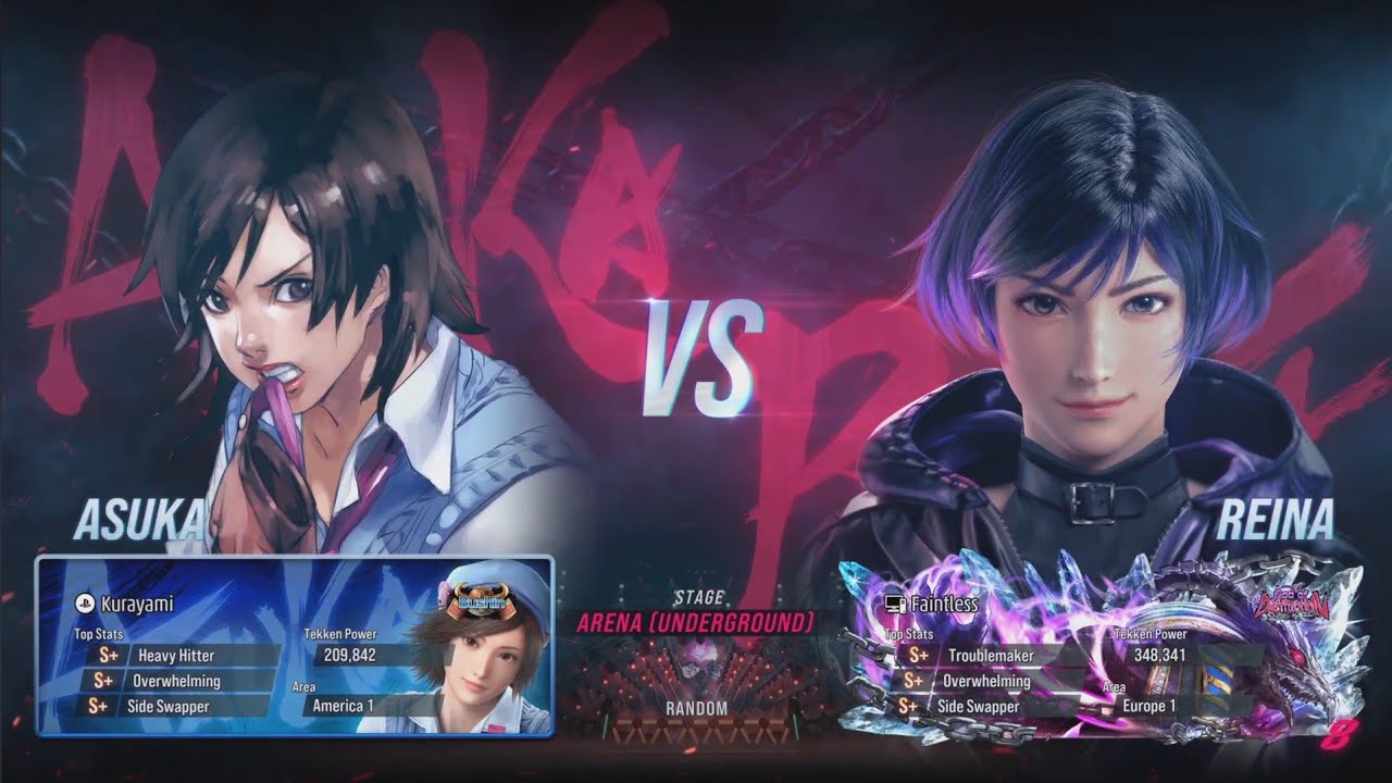 RAGE LEVEL 100% - asuka (kurayami) VS reina (faintless) tekken8 - YouTube