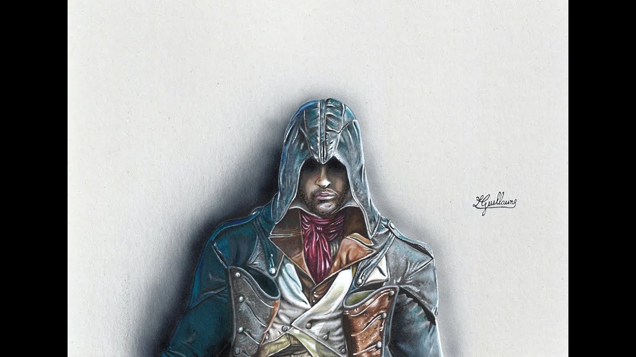 drawing time lapse - hyperrealistic art : how to draw assassin's creed ...