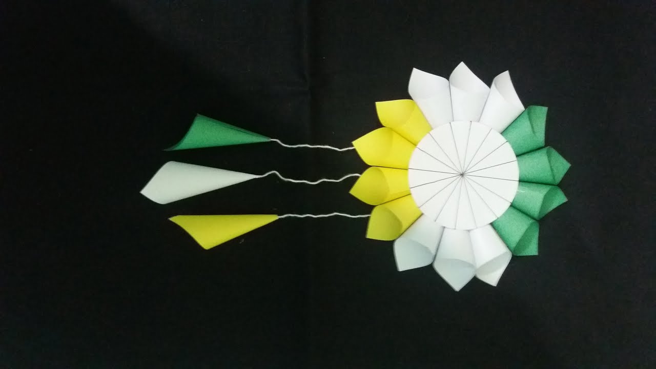 how to make a paper flower || #Indian_flag || independence day flower ...