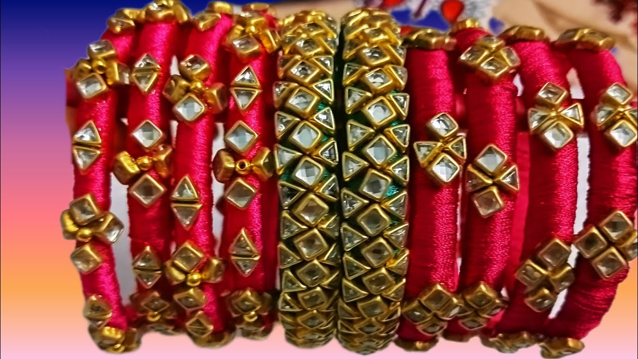 How to make kundan bangles|| Home||Silk thread bangles#lucky miriyala ...