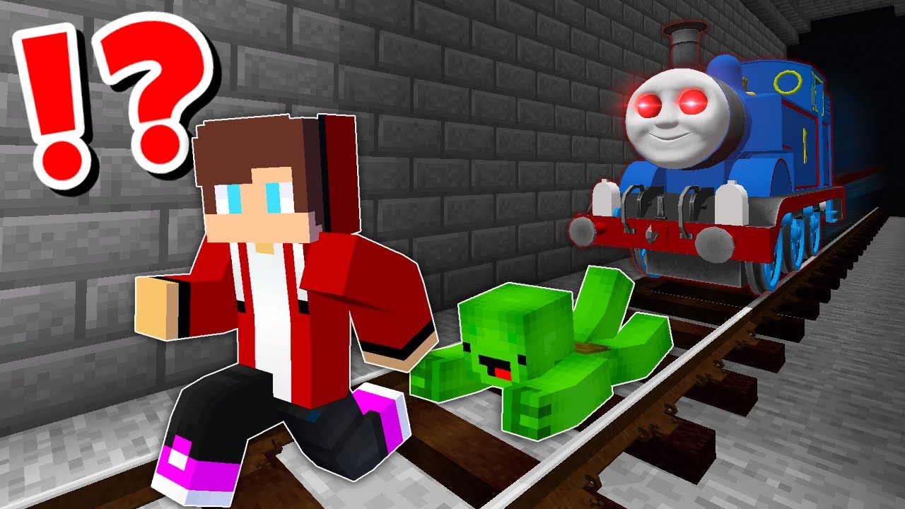 JJ and Mikey VS Horror Thomas Train CHALLENGE in Minecraft / Maizen Minecraft (13+) - YouTube