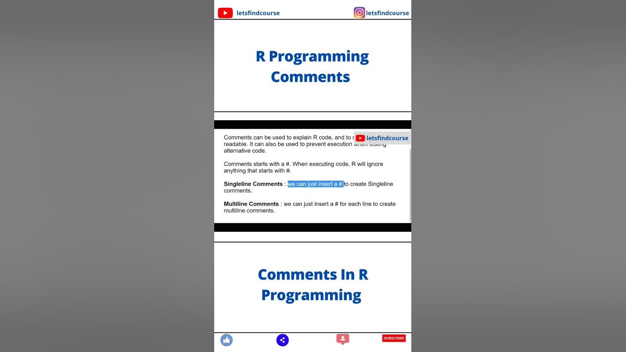 Comments In R Programming Language Rprogramming Youtube