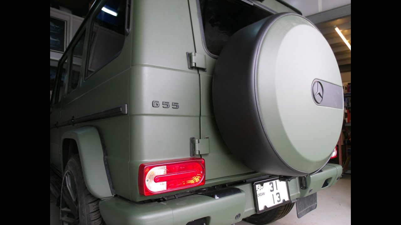Mercedes AMG G55 military green matte wrapping, dipped in black with a ...