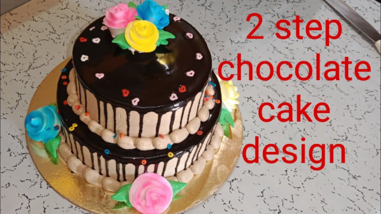 two step chocolate cake design trending chocolate cake design - YouTube