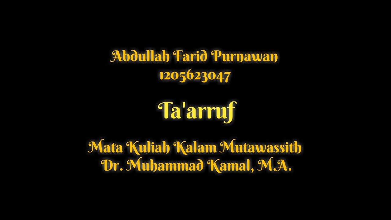 Ta'arruf / التعرّف - Kalam Mutawassith | Abdullah Farid Purnawan ...