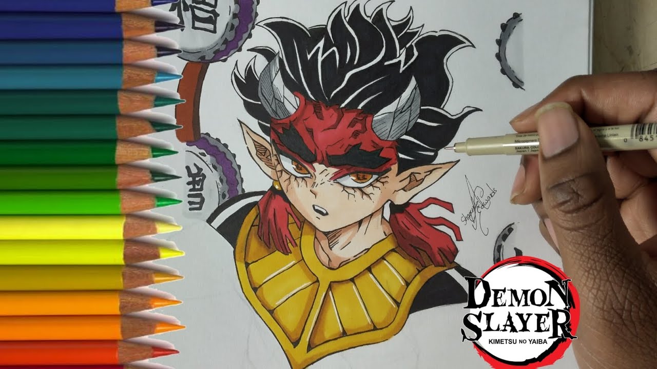 DRAWING HANTENGU UPPER MOON 4 [ DEMON SLAYER ] - YouTube