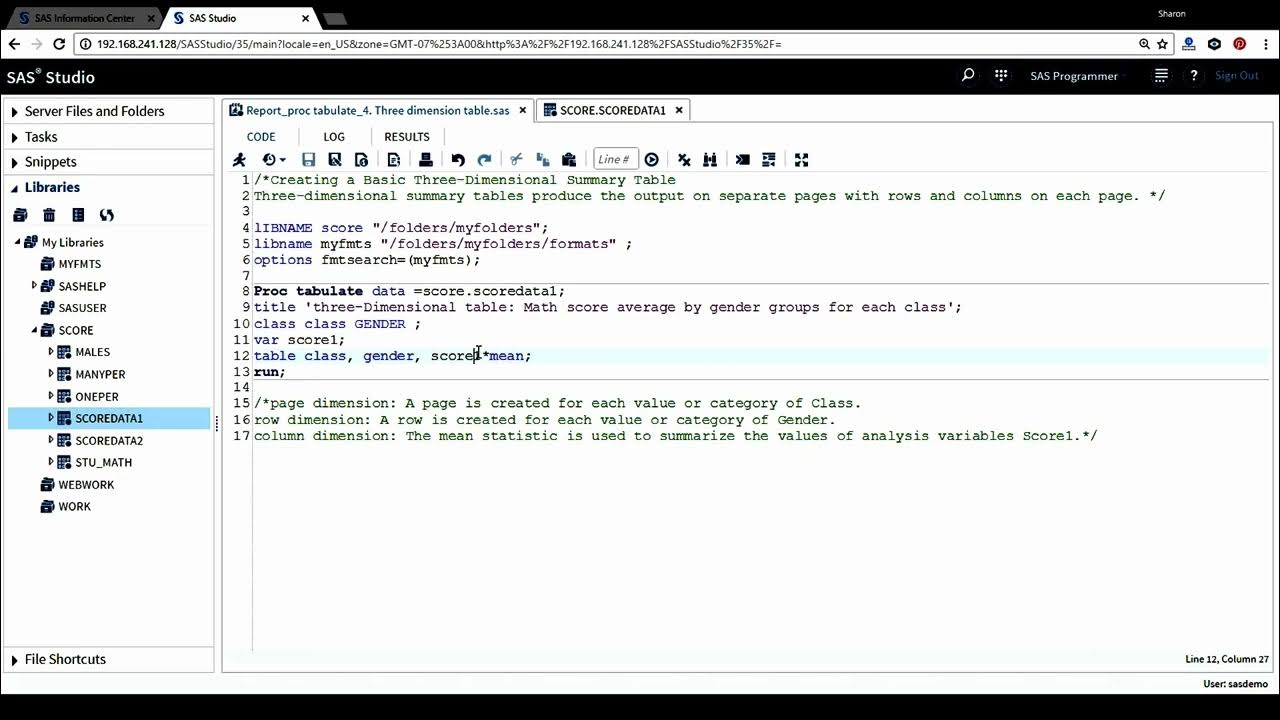 SAS programming on report and table generating (Udemy Coupon): Proc Tabulate: Three dimension ...