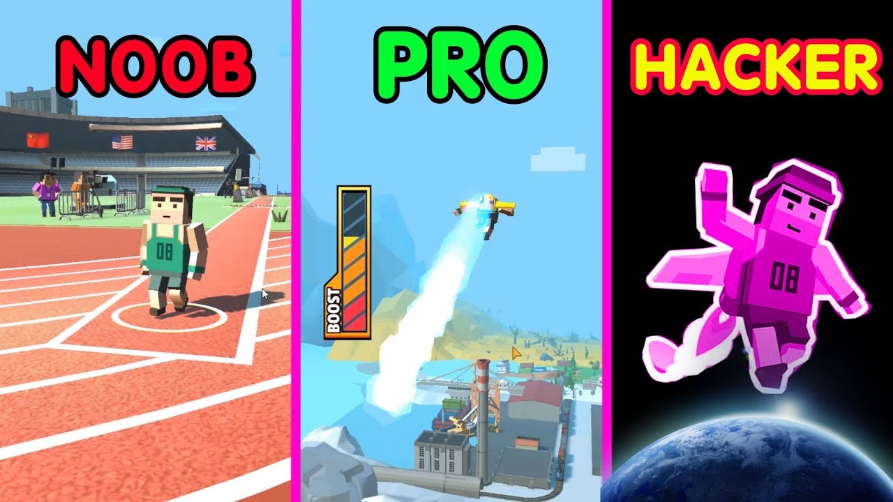 Noob vs Pro vs Hacker trong Jetpack Jump Bạn nhảy bao xa? - YouTube
