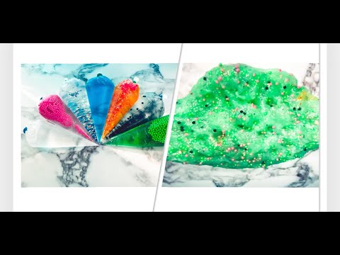 MAKING GIANT SLIME ! GREEN PING SLIME BALLS !! RELAXING SATISFYING ...