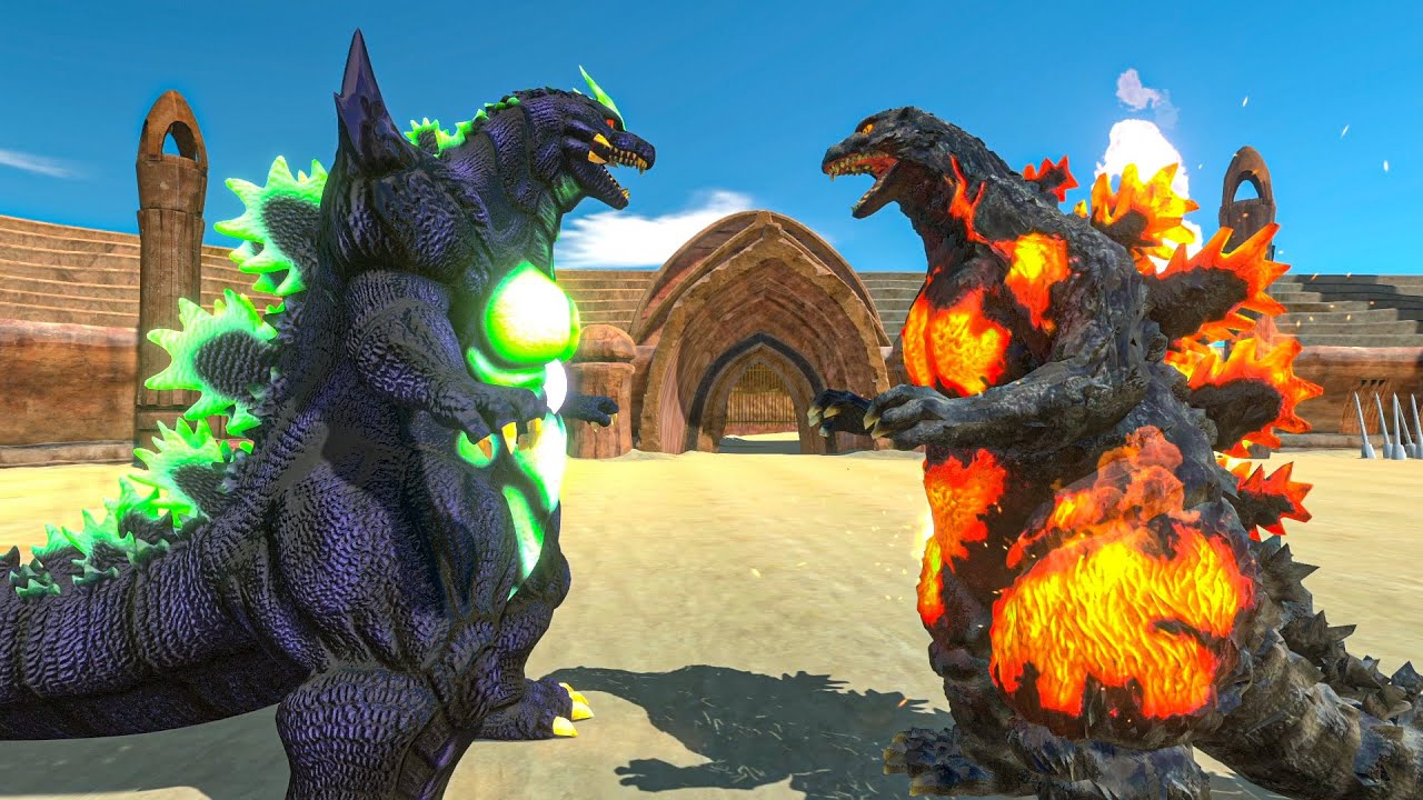 Godzilla Super vs Burning Godzilla - ARBS Godzilla Mods - YouTube