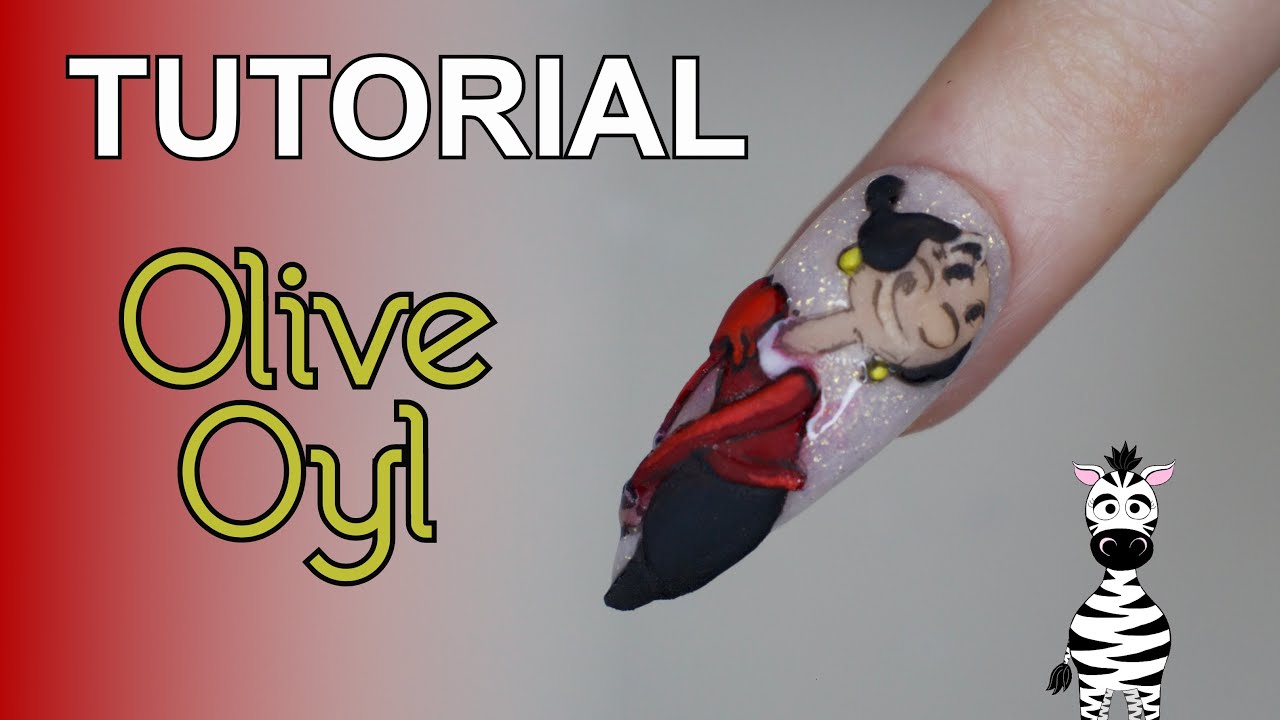 3D Olive Oyl Acrylic Nail Art Tutorial | Popeye - YouTube