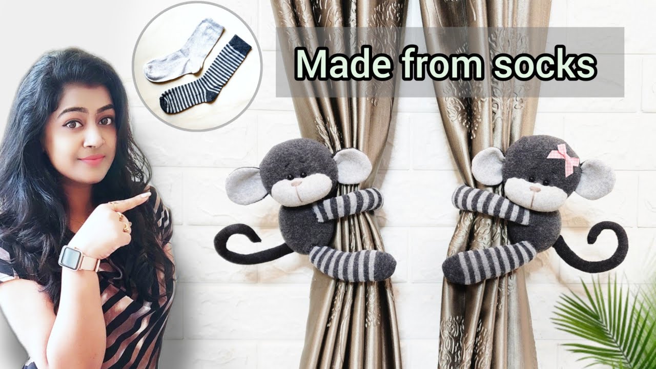 DIY Sock Monkey 🐒 Tiebacks for curtains - Home decor | Valentines gift ...