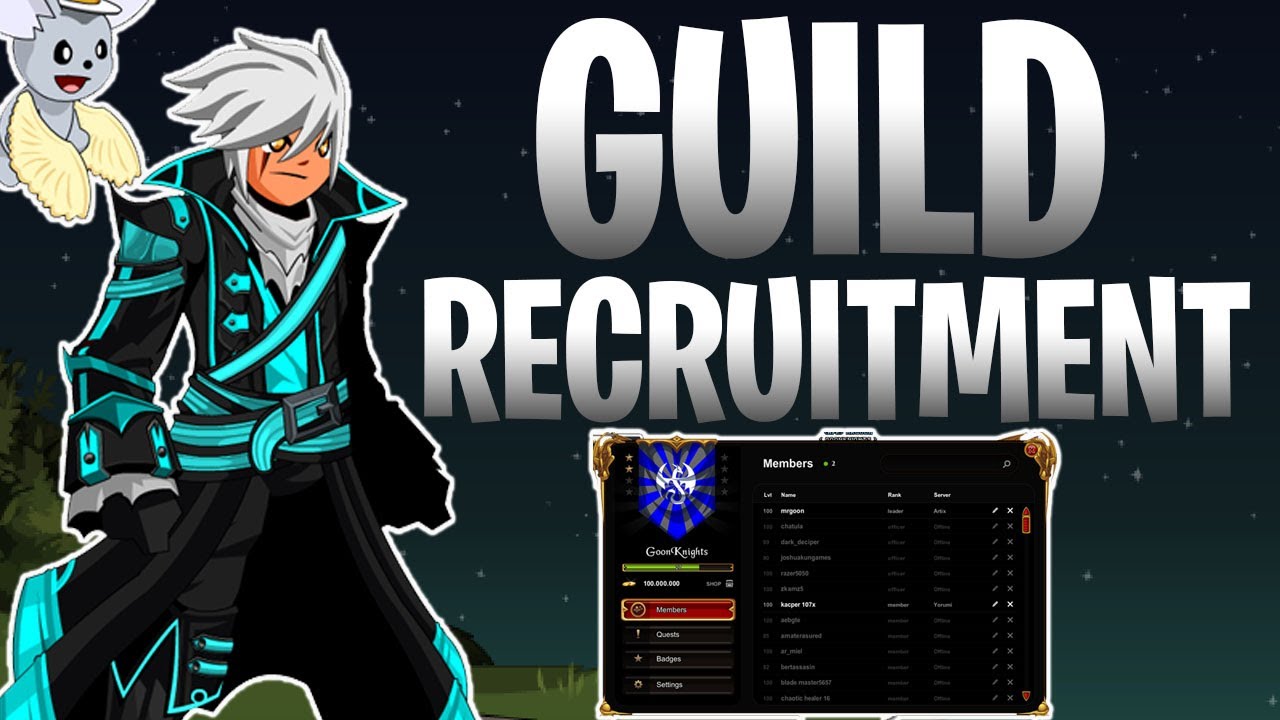 AQW GoonKnights Guild Recruitment (Open) | New Guild Manager Interface ...