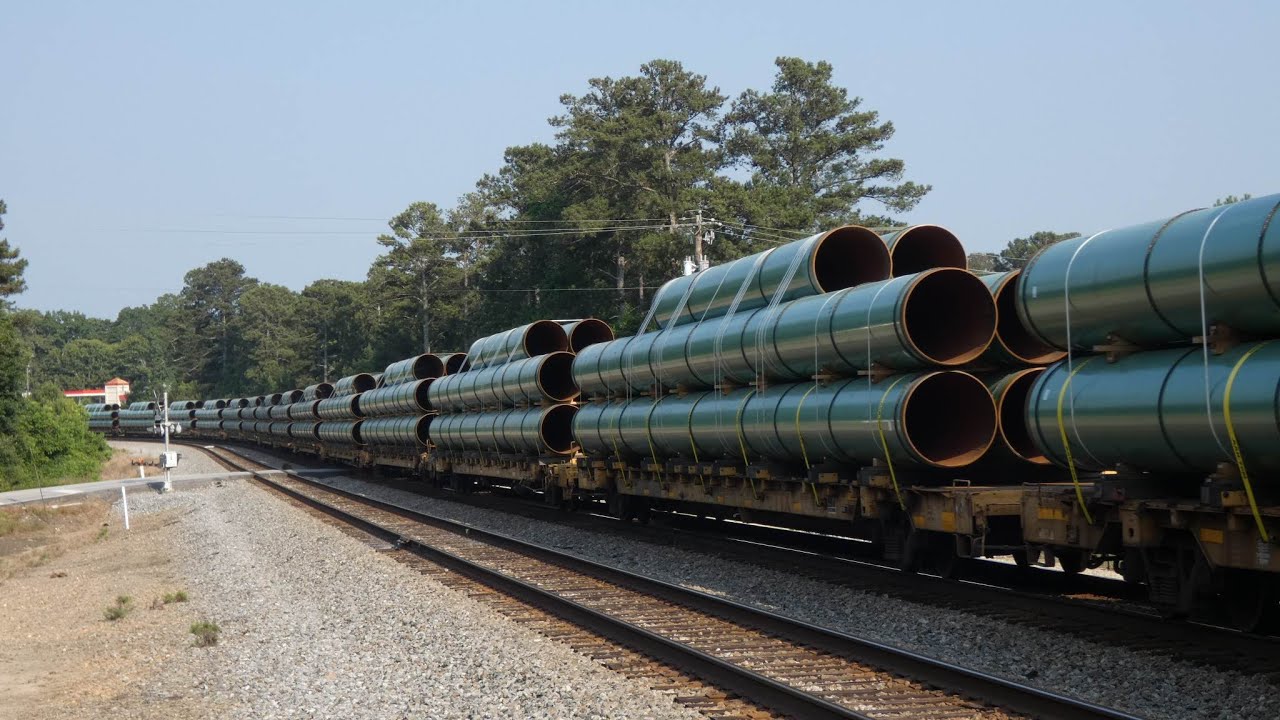 NS 054 Westbound PIPE Train Express in Lithia Springs 75 LOADED Pipes ...