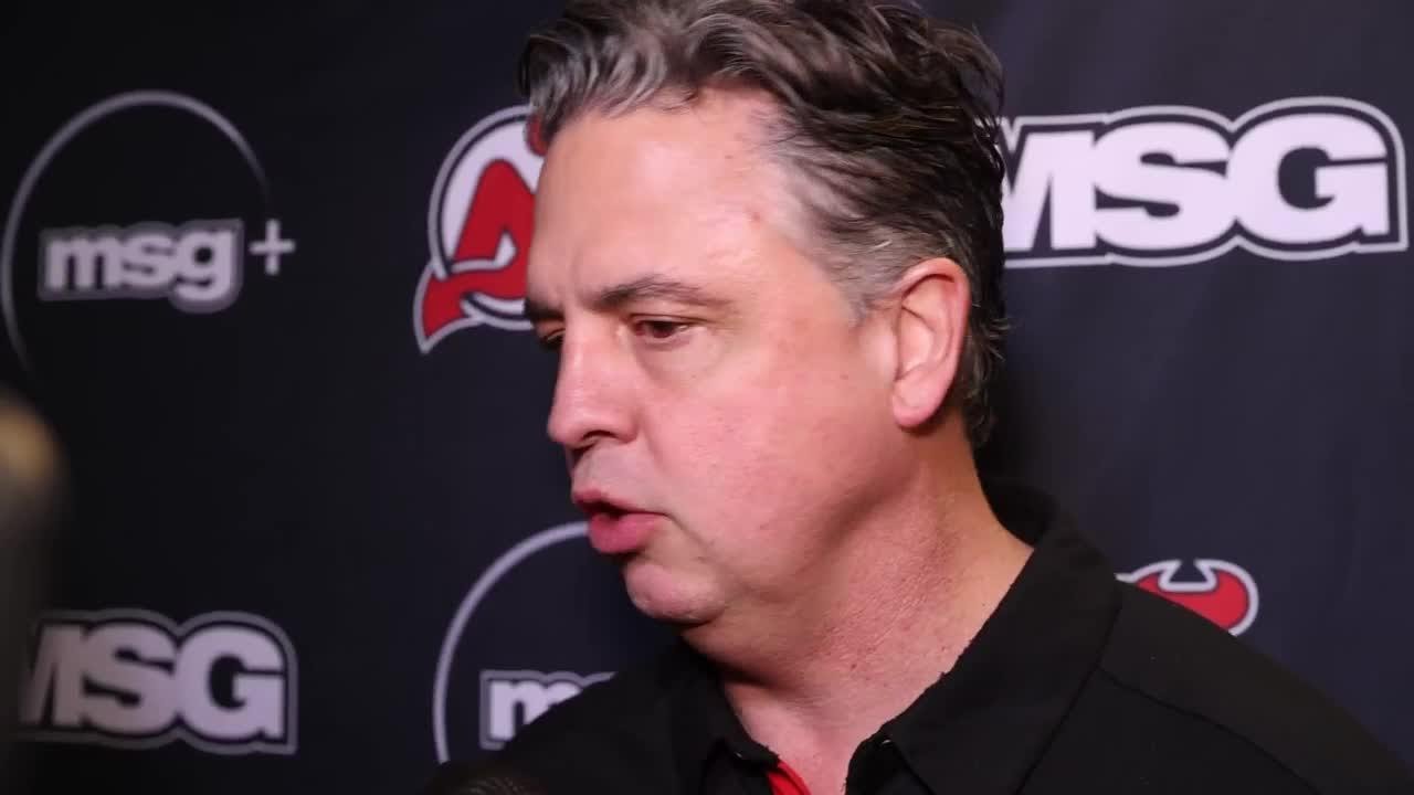 Travis Green Pre-Game Ahead of Devils at Rangers - YouTube