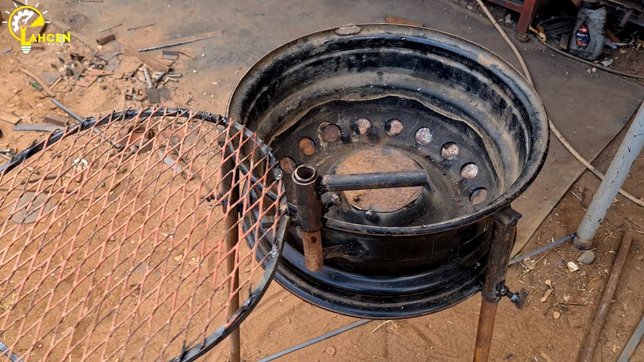Reusing car wheels: making a BBQ grill - YouTube