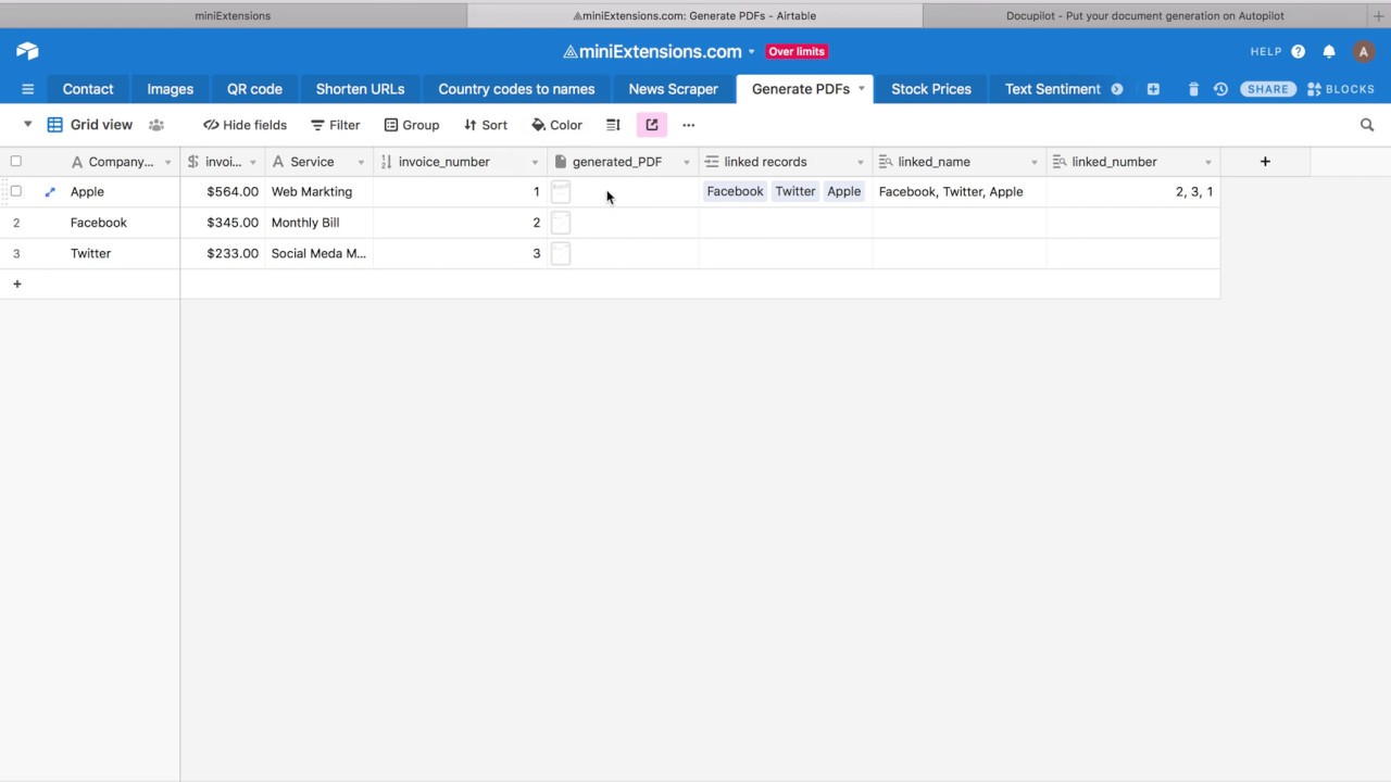 How to Use Line Items (aka Tables) with miniExtensions' PDF Generator ...