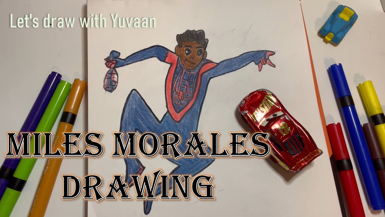 How to draw Miles Morales Spiderman | Easy Step by step drawings kids ...