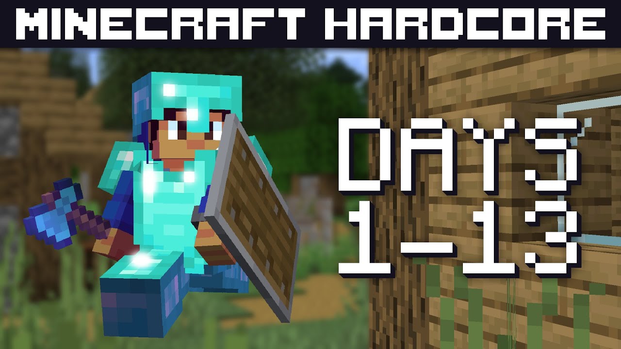 100 Days in Minecraft Hardcore challenge 1st Attempt (Days 1-13) - YouTube