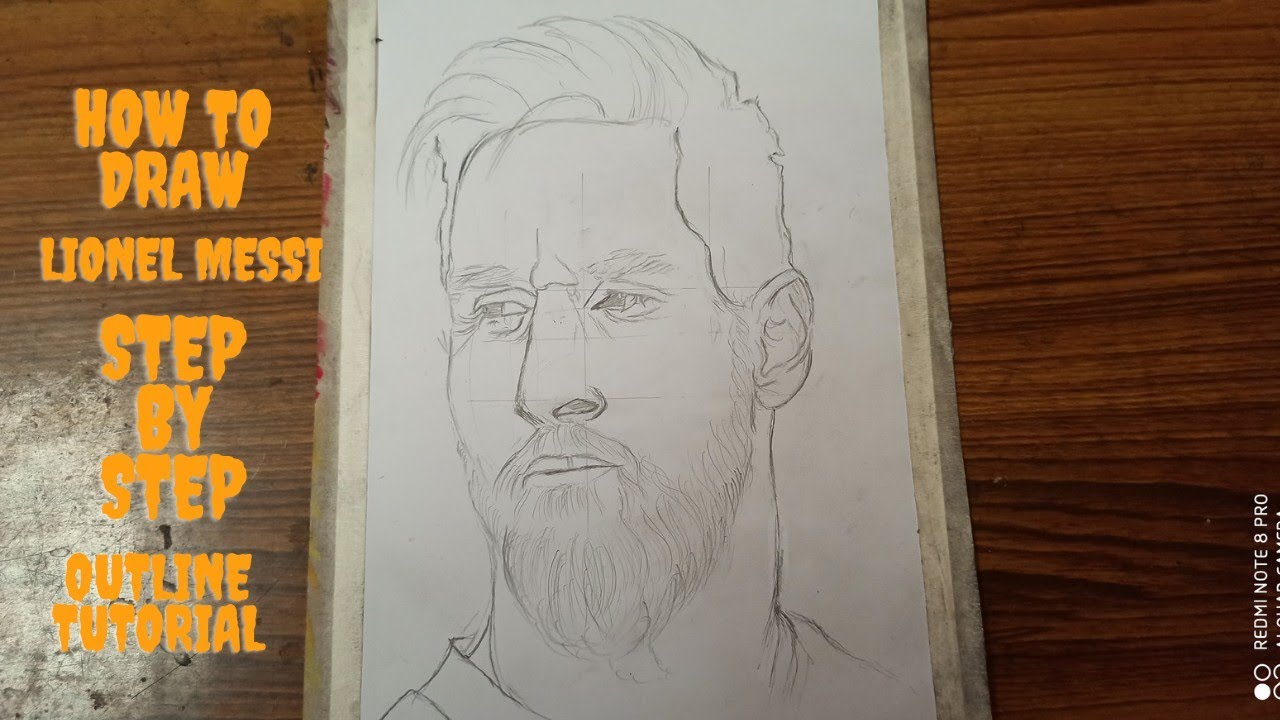 How to Draw Lionel Messi Step by Step Outline Tutorial - YouTube