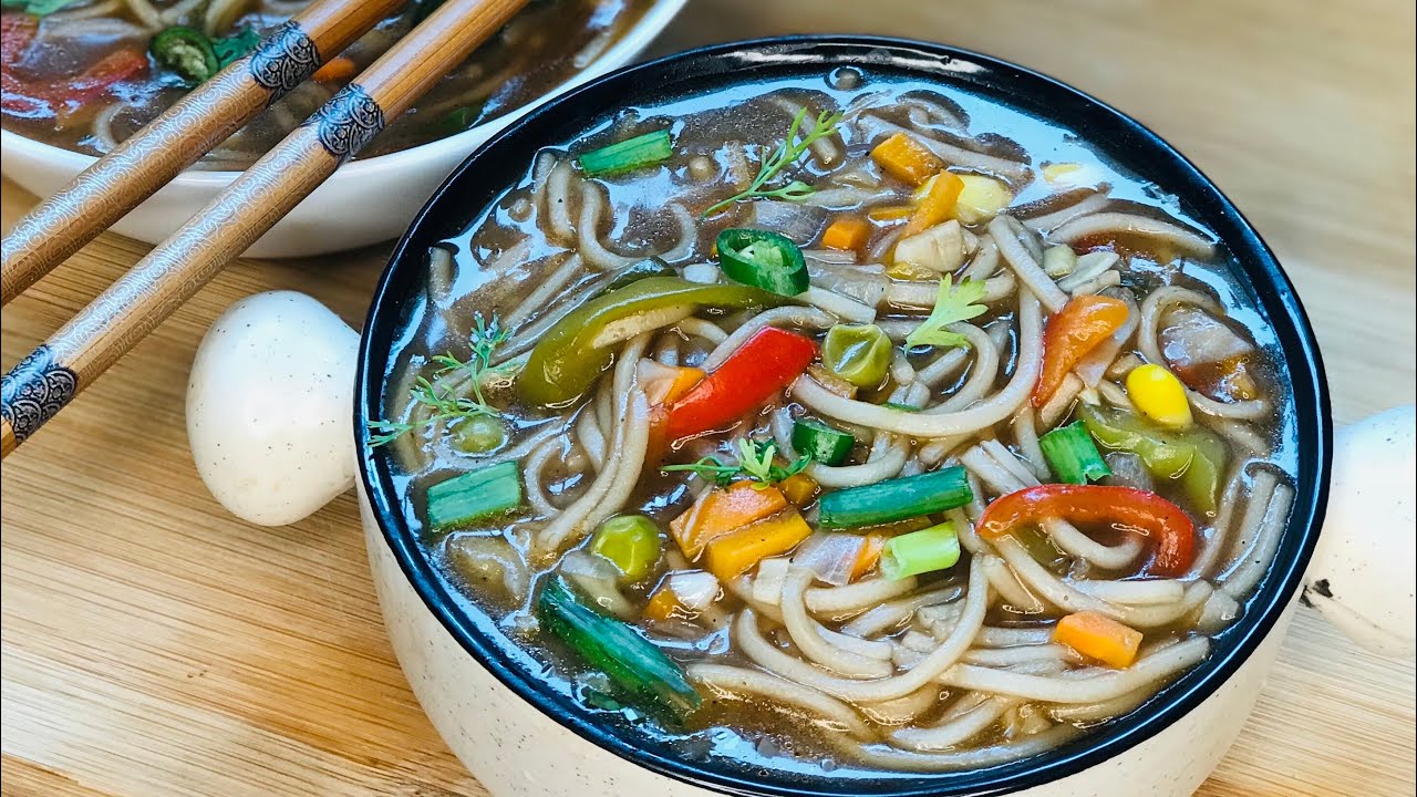 Veg Soupy Noodles Recipe | Manchow Soupy Noodles | Manchow Soup Noodles ...