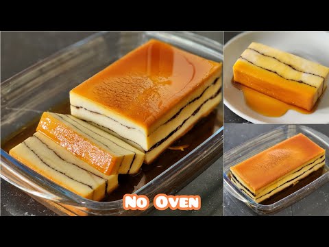 Kalau kamu punya roti tawar dan susu buat dessert mewah, lembut, dan enak ini. Puding lapis karamel