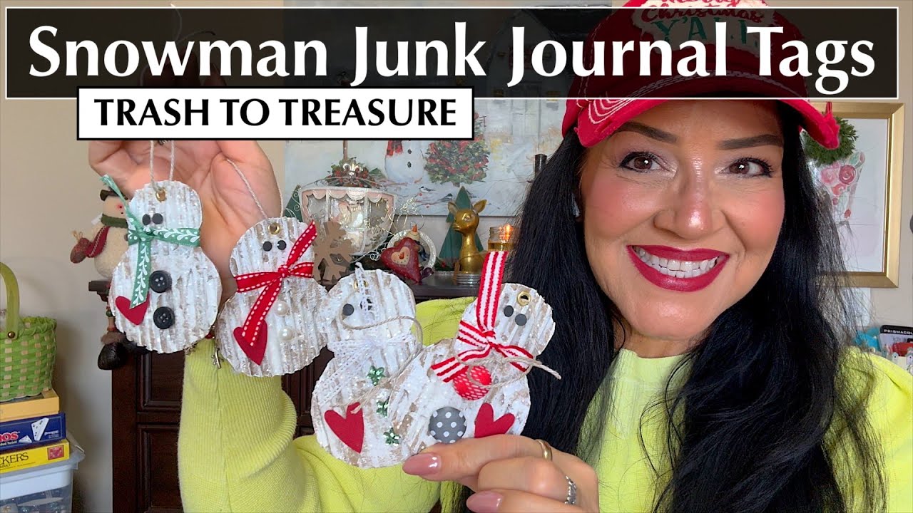 Easy Snowman Corrugated Cardboard Junk Journal Tags - Holiday Crafts ...
