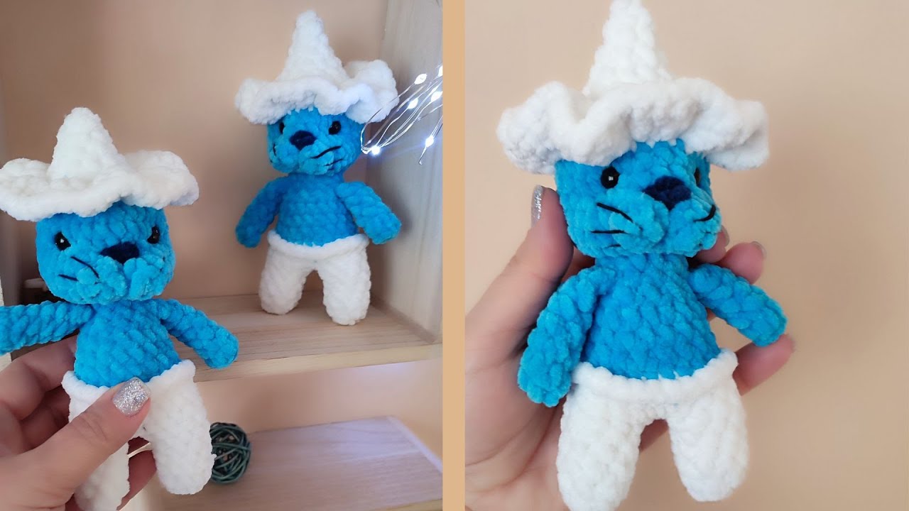 Crochet Shailushai toy tutorial, crochet smurf cat, how to crochet ...