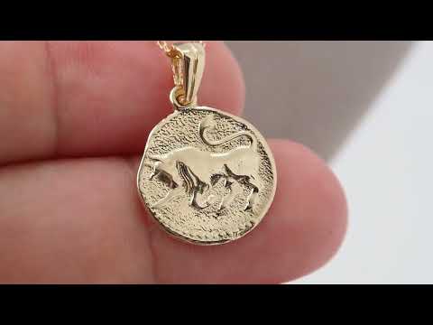 ✨14K Gold Taurus Zodiac Coin Pendant | Antique Style Jewelry ♉ 14K  Antik Boğa Burcu Madalyon Kolye