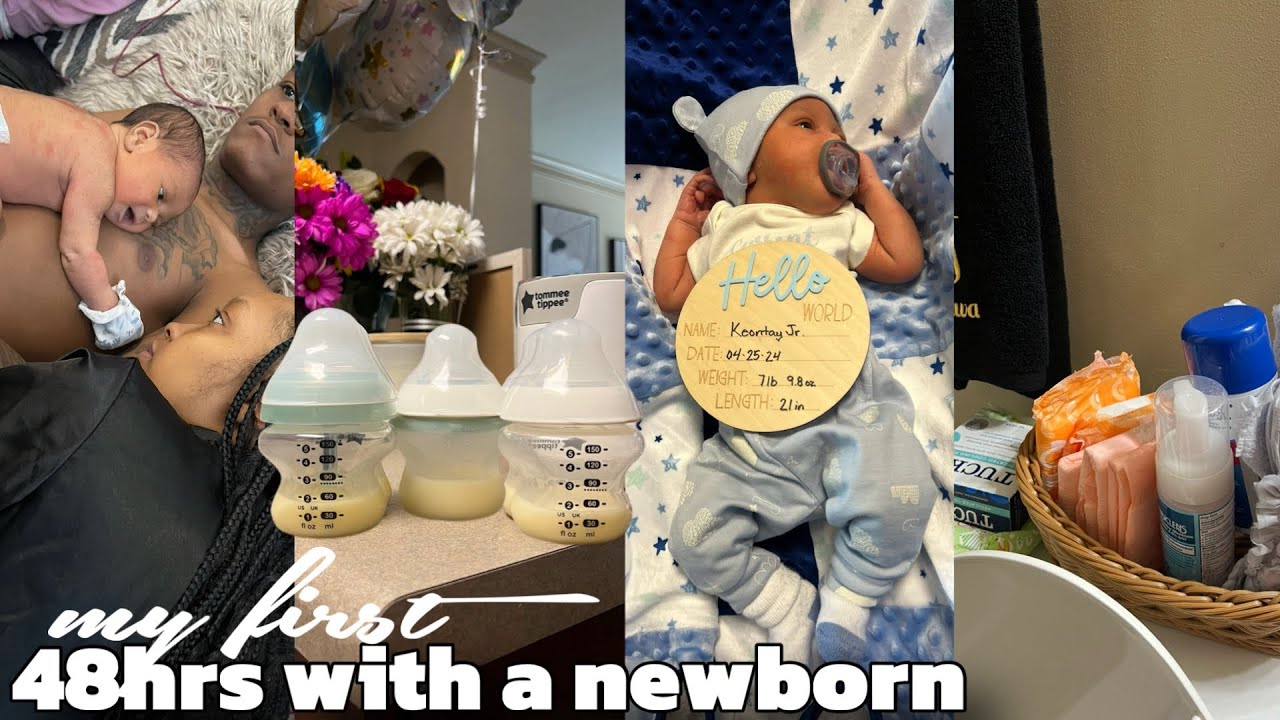 FIRST 48hrs WITH A NEWBORN | bringing baby home + postpartum + baby ...
