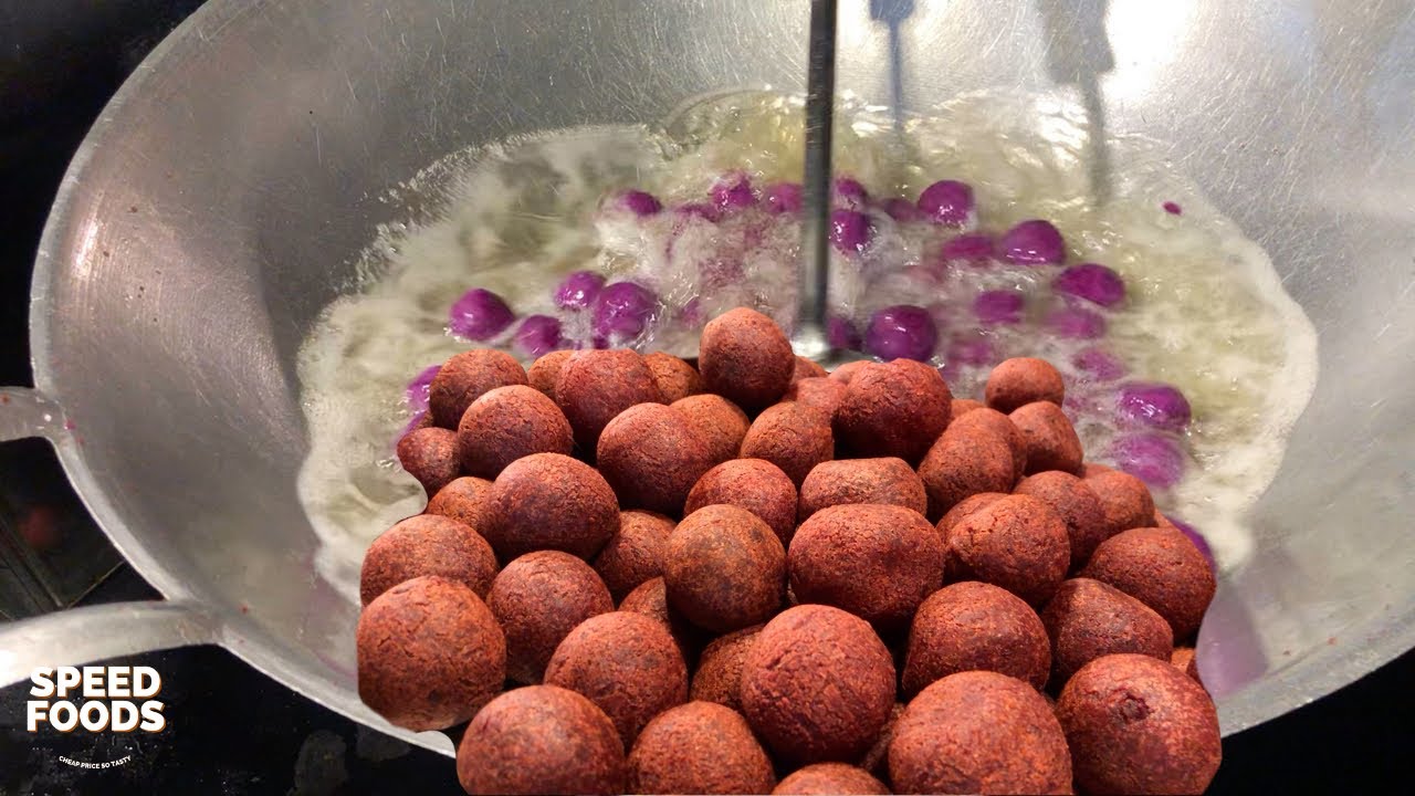 Deep Fried Sweet Potato - Street Food Thailand | Purple Potato Deep ...