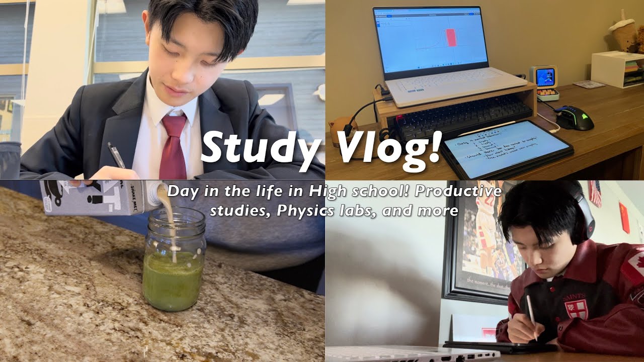 High School Study Vlog💻🥽! Day in my life, exam studies, physics labs ...