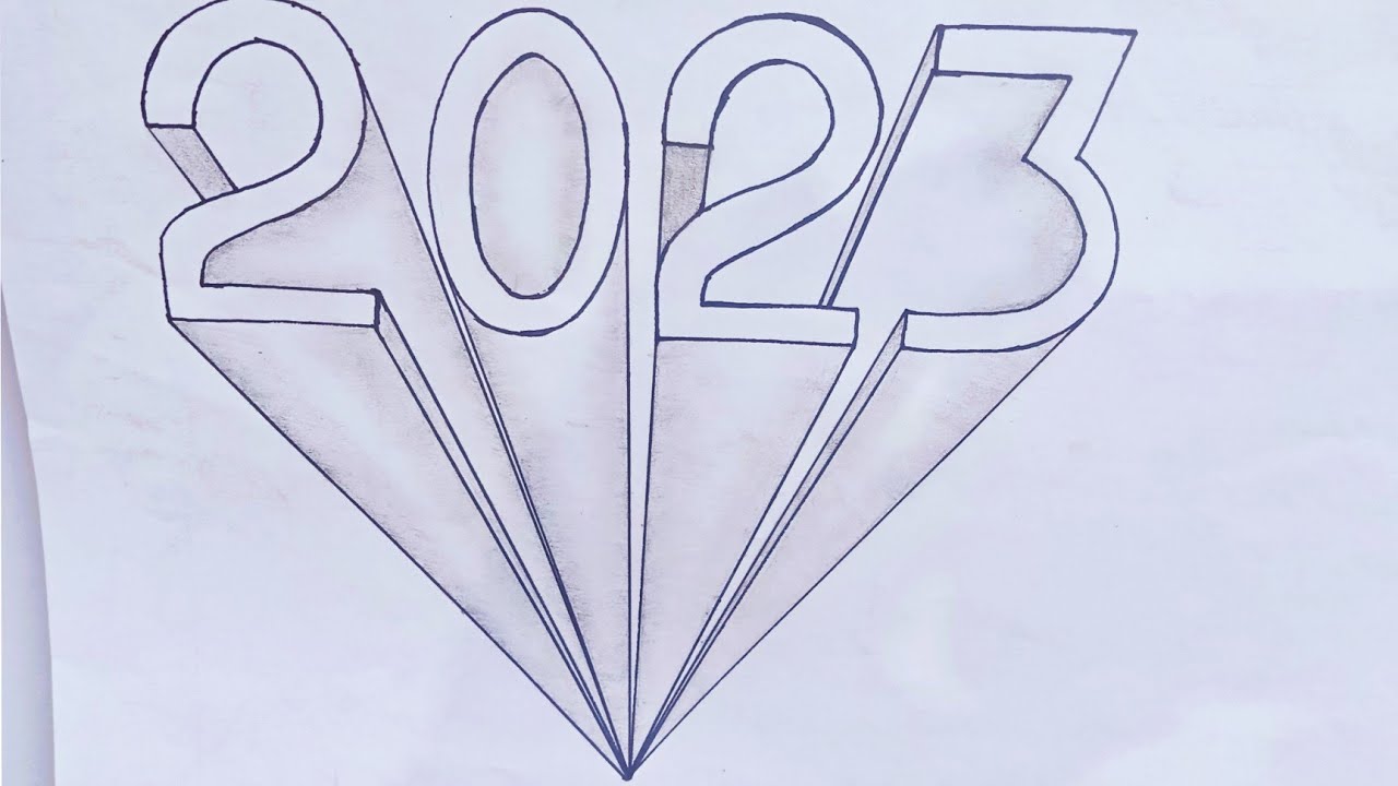 3D Drawing 2023 || How to Draw 2023 in 3D easy simple for Beginners ...