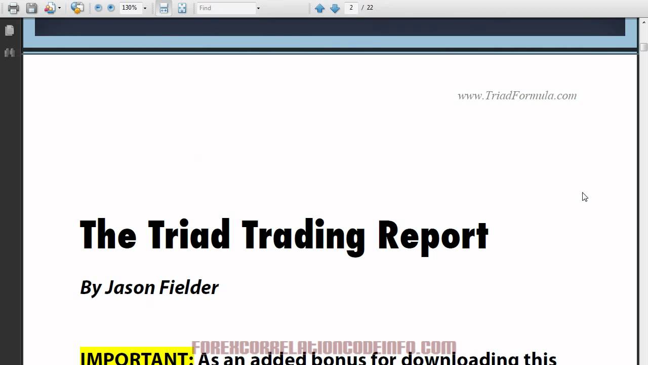 Free Triad Trading Report by Jason Fielder - YouTube