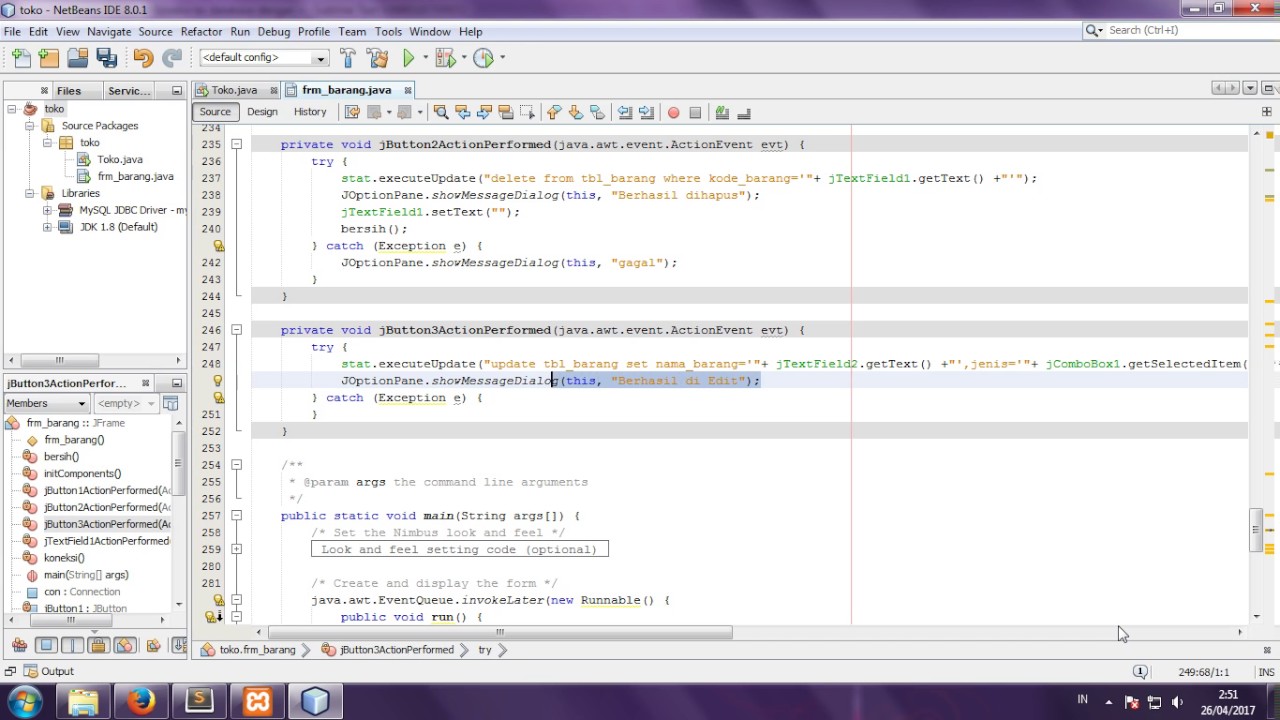 Cara Edit Update Data Dengan Java Netbeans Youtube