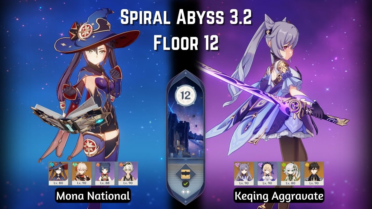 Mona National & Keqing Aggravate with EM Sand - Spiral Abyss 3.2 Floor ...