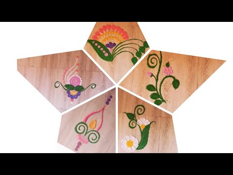 # kutty visha#5 different flowers🌸🌺🌻🌹🌷🌼💐 rangoli kolam# small size ...