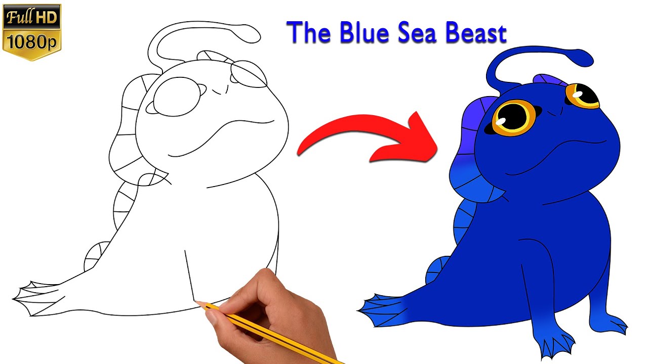 How to Draw Blue from The Sea Beast - YouTube