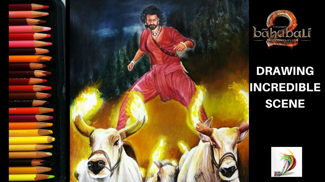 Bahubali 2 | Incredible Scene - Drawing Prabhas | Realistic Drawing of ...