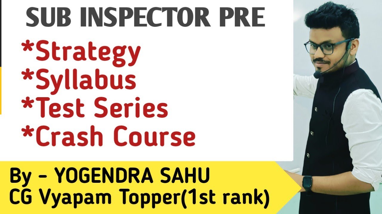 SUB INSPECTOR pre exam Strategy | Syllabus | Cut off | Book list - YouTube