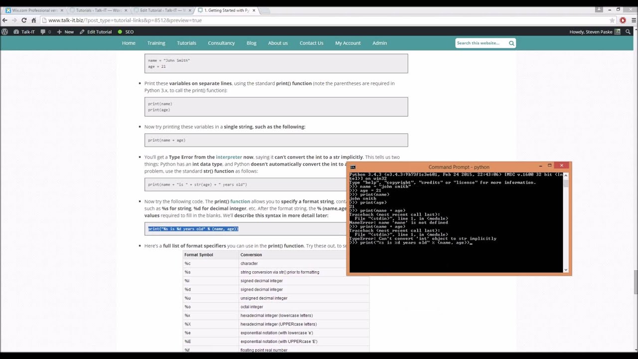 T1L1 - Python Getting Started - YouTube T1L1 - Python Getting Started - YouTube