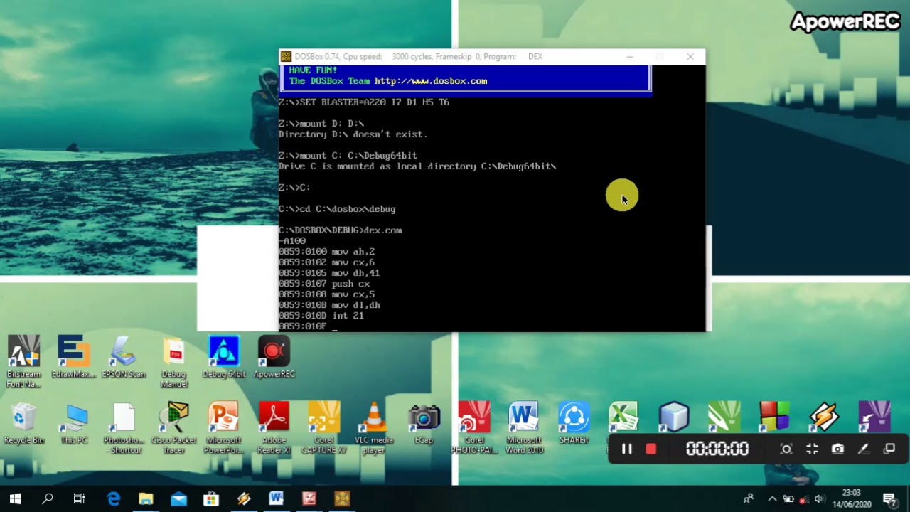 CONTOH PROGRAM PERINTAH DEBUG (SISTEM MICRO PROCESSOR) - YouTube