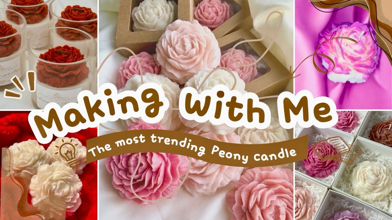 Making the most trending peony candle || How to make peony candles ...