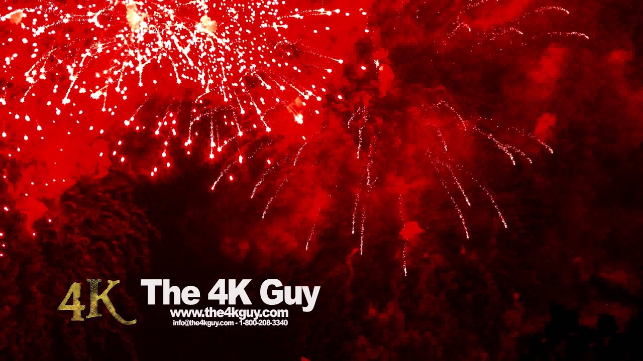 4K UHD 60fps - Large red pyrotechnic balls exploding in night sky - YouTube