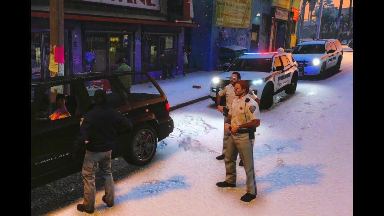 GTA 5 Playing As A Cop (A Icy Day In The Cold Summer)(SnowStorm ...