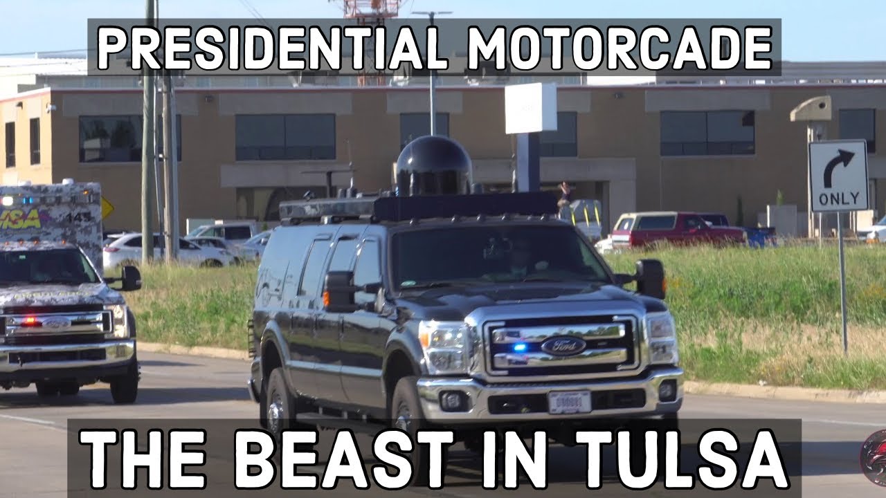 President Trump's Police/Secret Service led Motorcade Tulsa Oklahoma 06 ...